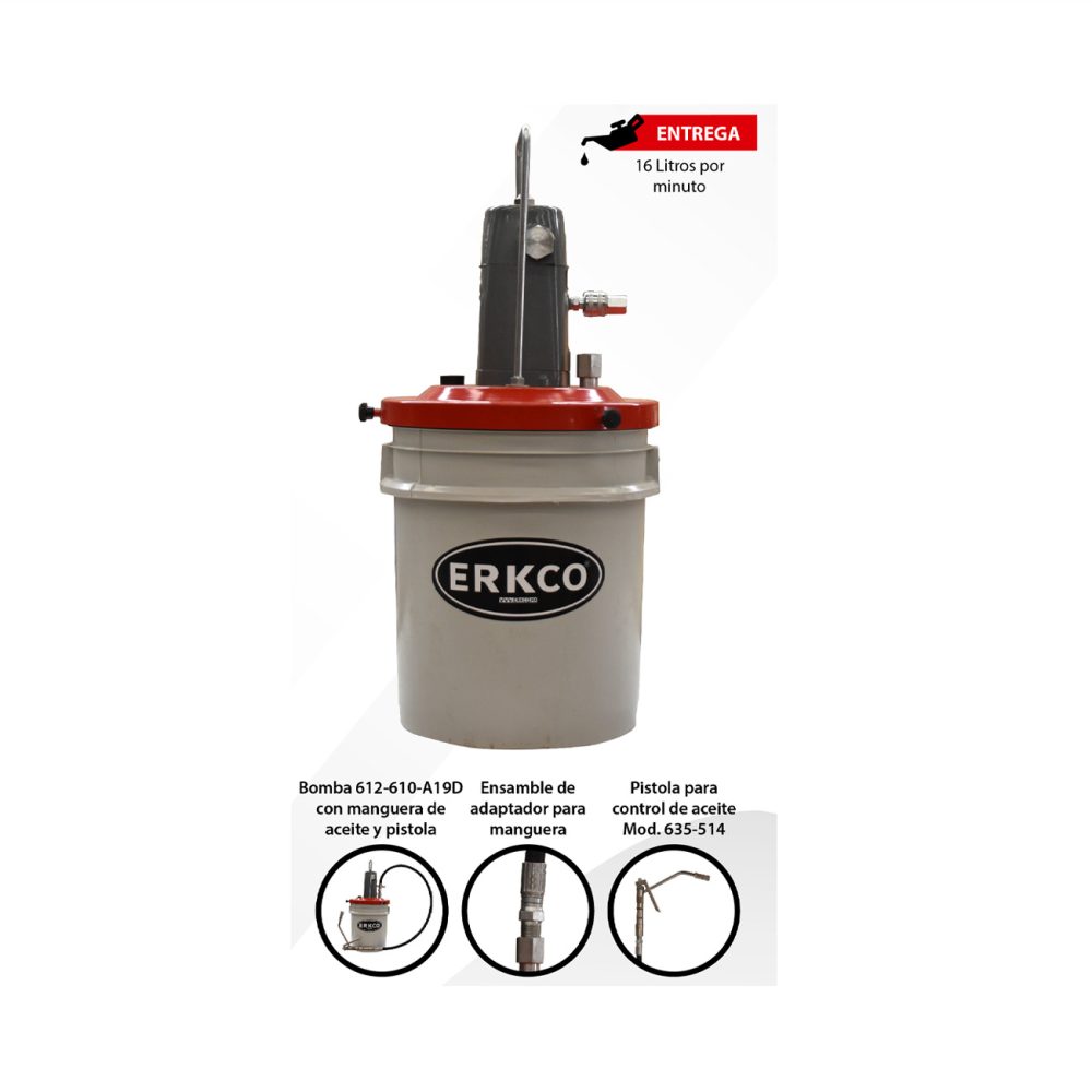 Modelo 612-610-A19D Bomba Neumática Portátil Para 19 Lts de Aceite – Erkco